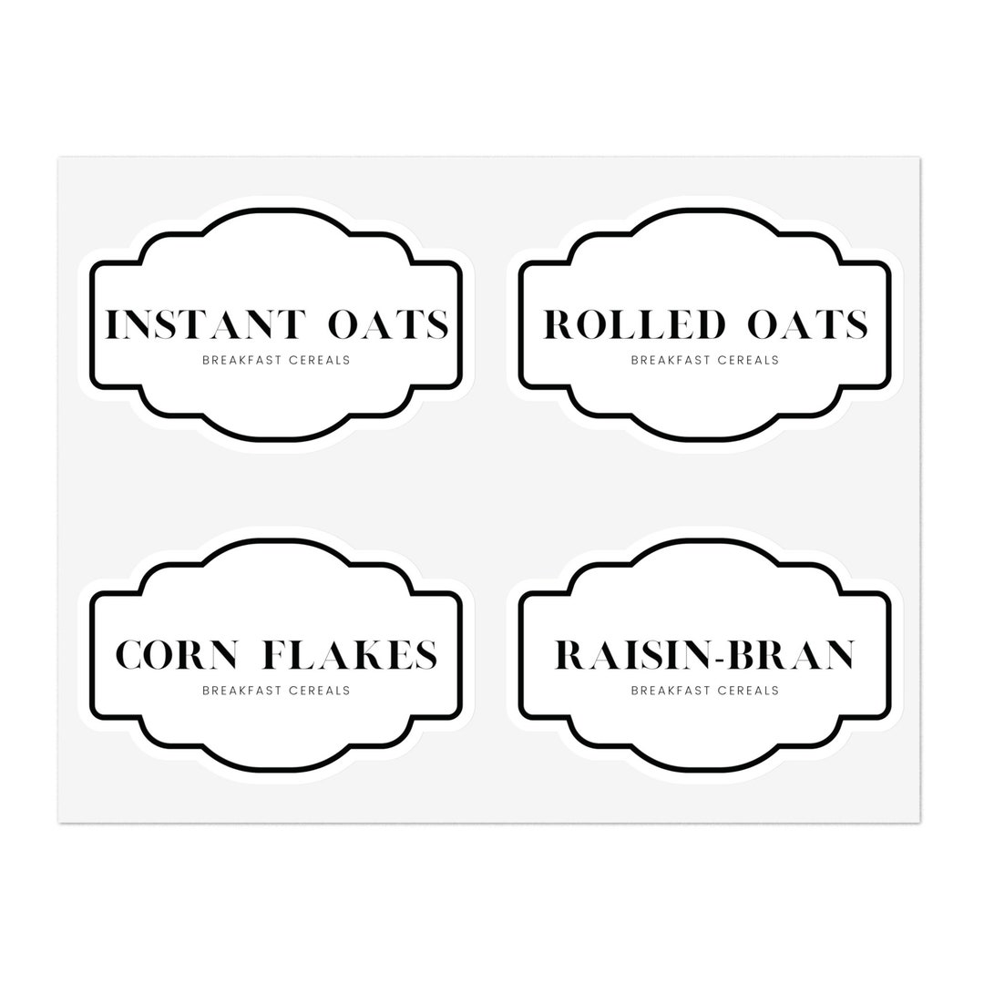 Instant Oats, Rolled Oats, Corn Flakes, Raisin Bran Pantry Stickers ...