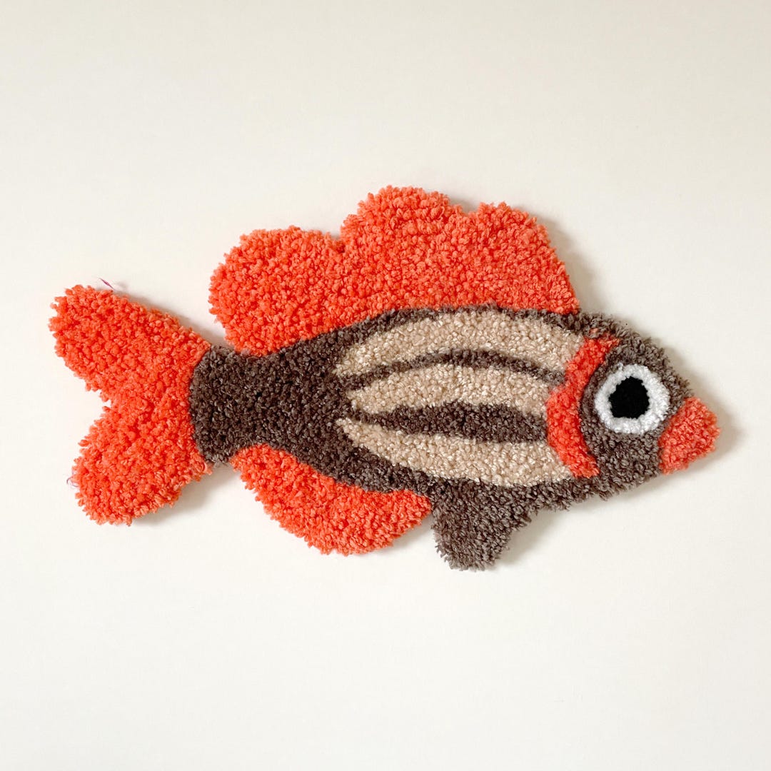 Tufted Beige Fish, Interior Decoration, Handmade, Wall Hanging, Tufted ...