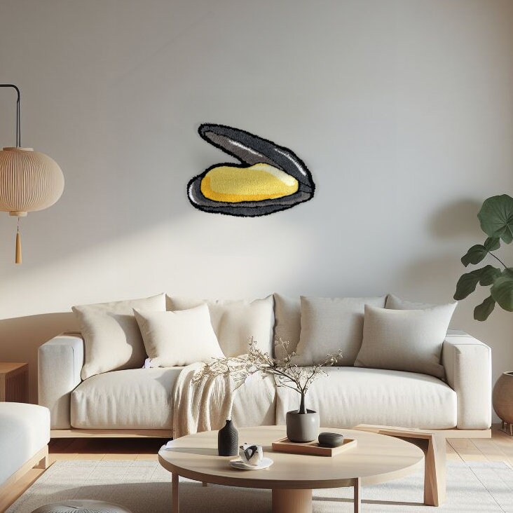 Mussel, Tufted Wall Decoration, Handmade Decor, Food, Tufted Home Decor ...