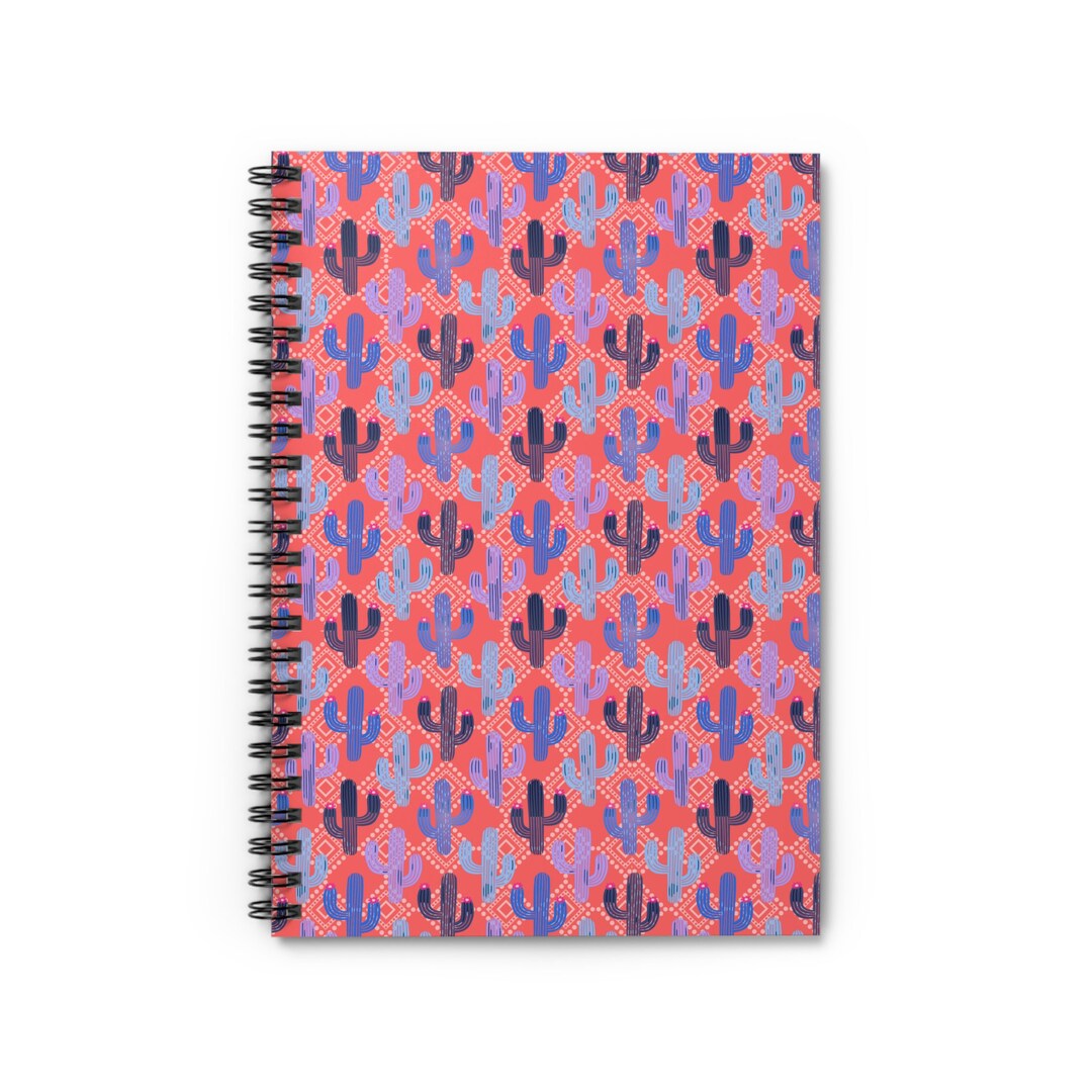 Spiral Notebook Ruled Line Cactus Blue Dark Blue Coral Lila - Etsy