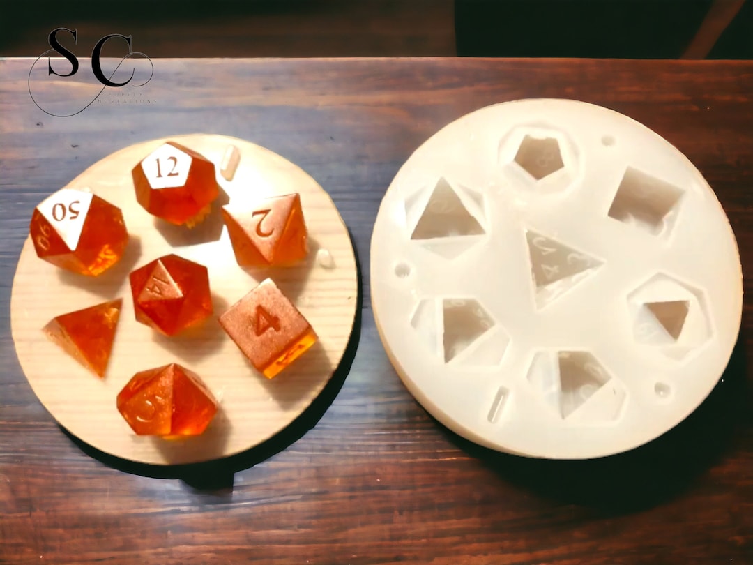 Dice Mold for Board Games & RPG Sharp Edge Dice 7-piece DIY Dice Set ...