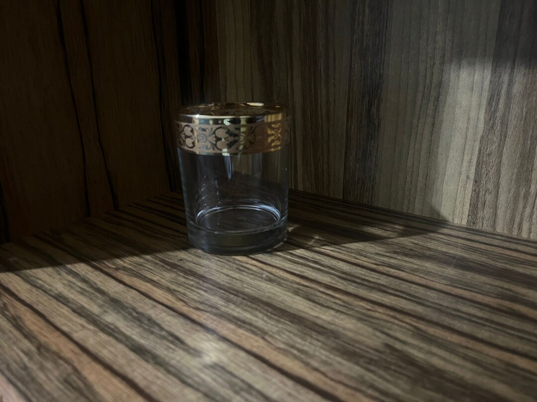 High-end Glass Cup Transparent and Golden - Etsy