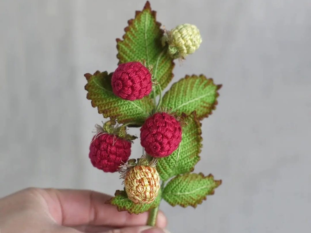 Crochet Raspberry Pattern, Crochet Food, Crochet Berry, Crochet Fruit ...