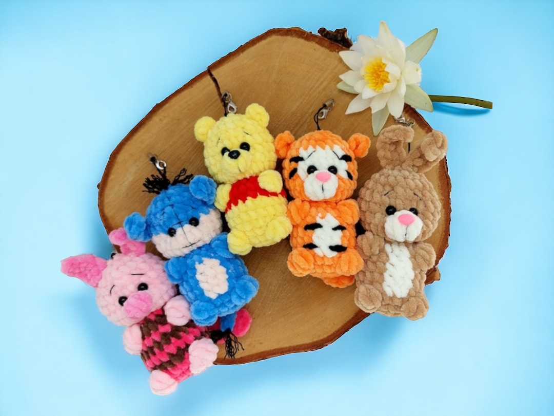 Plush Keychain Kawaii Keychain Crochet Keychain Rabbit Keychain Bear ...