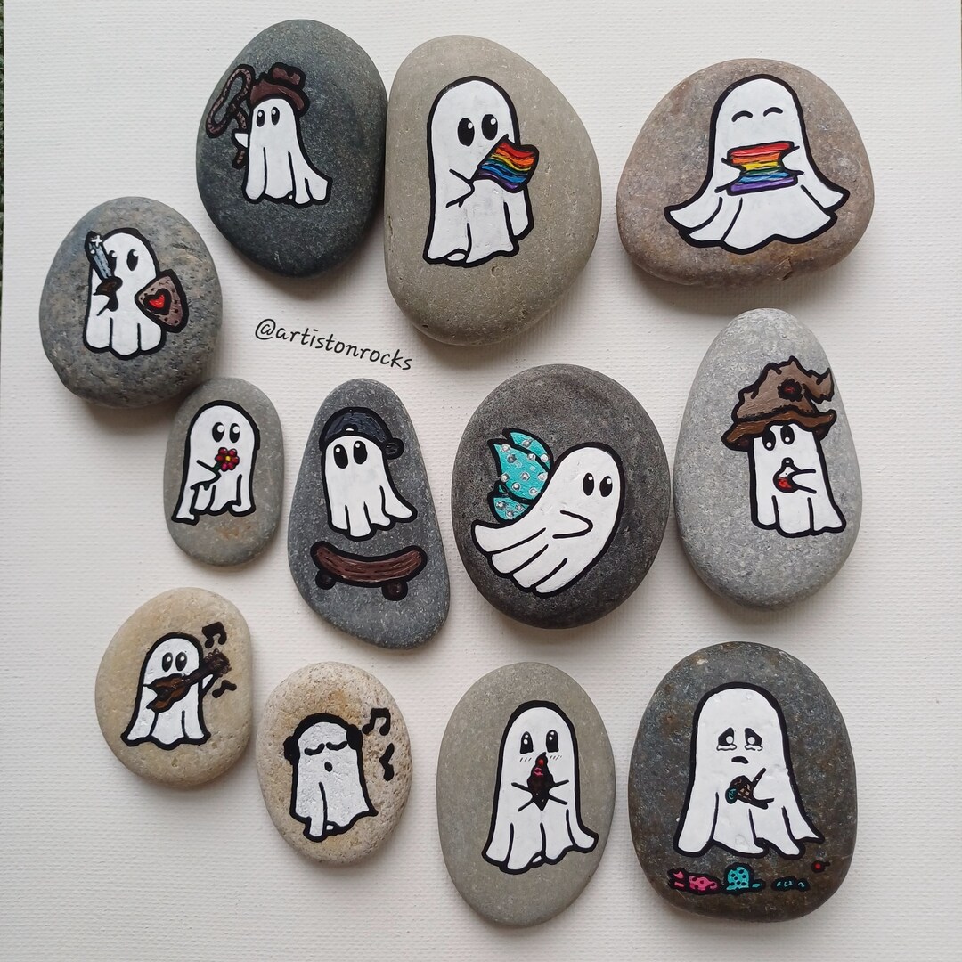 Cute Ghosts Painted Rocks - Etsy
