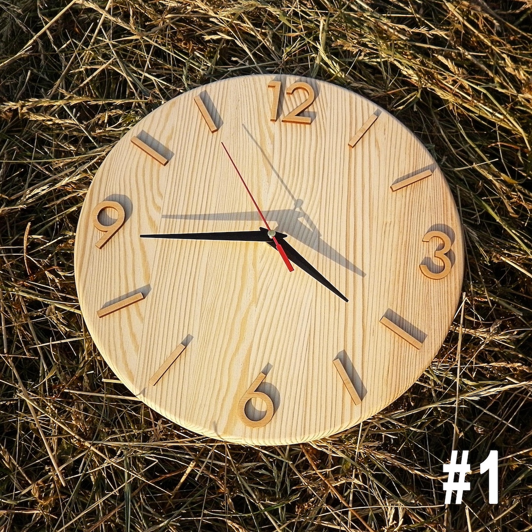 Classic Wooden Wall Clock With Numbers, Wooden Fancy Wall Clock Made of ...