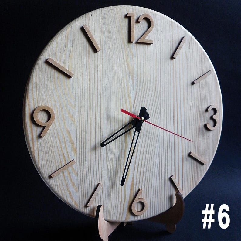 Classic Wooden Wall Clock With Numbers, Wooden Fancy Wall Clock Made of ...