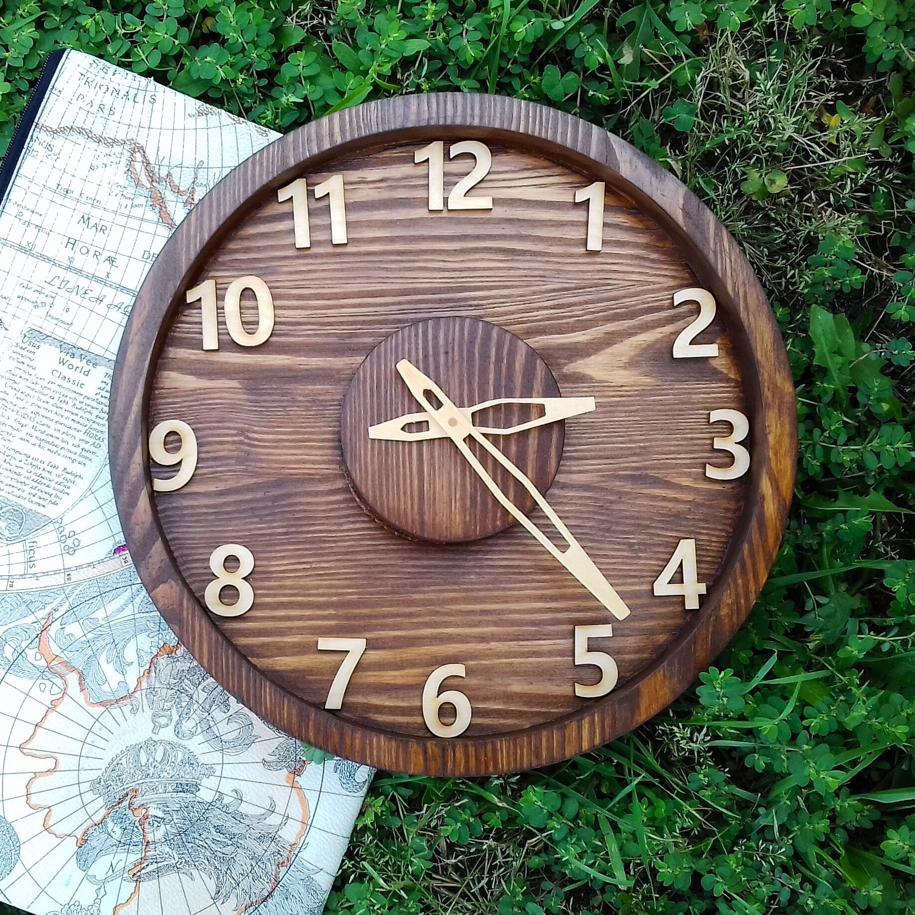 Unusual Wooden Wall Clock With Numbers, Decorative Wood Wall Clock ...
