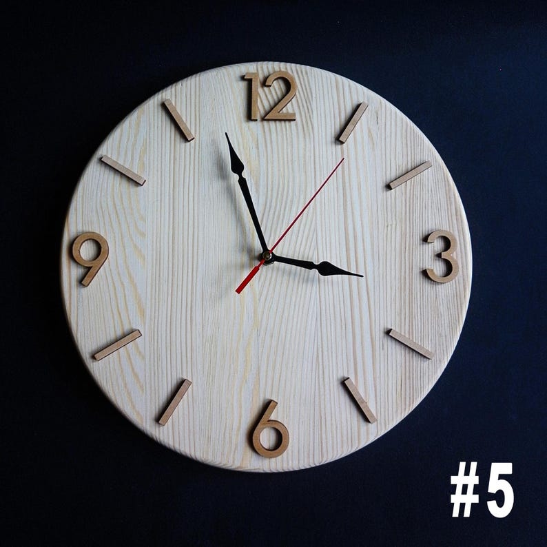 Classic Wooden Wall Clock With Numbers, Wooden Fancy Wall Clock Made of ...