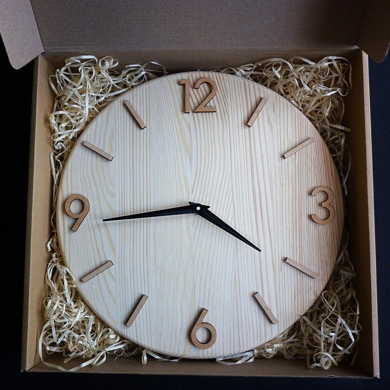 Classic Wooden Wall Clock With Numbers, Wooden Fancy Wall Clock Made of ...