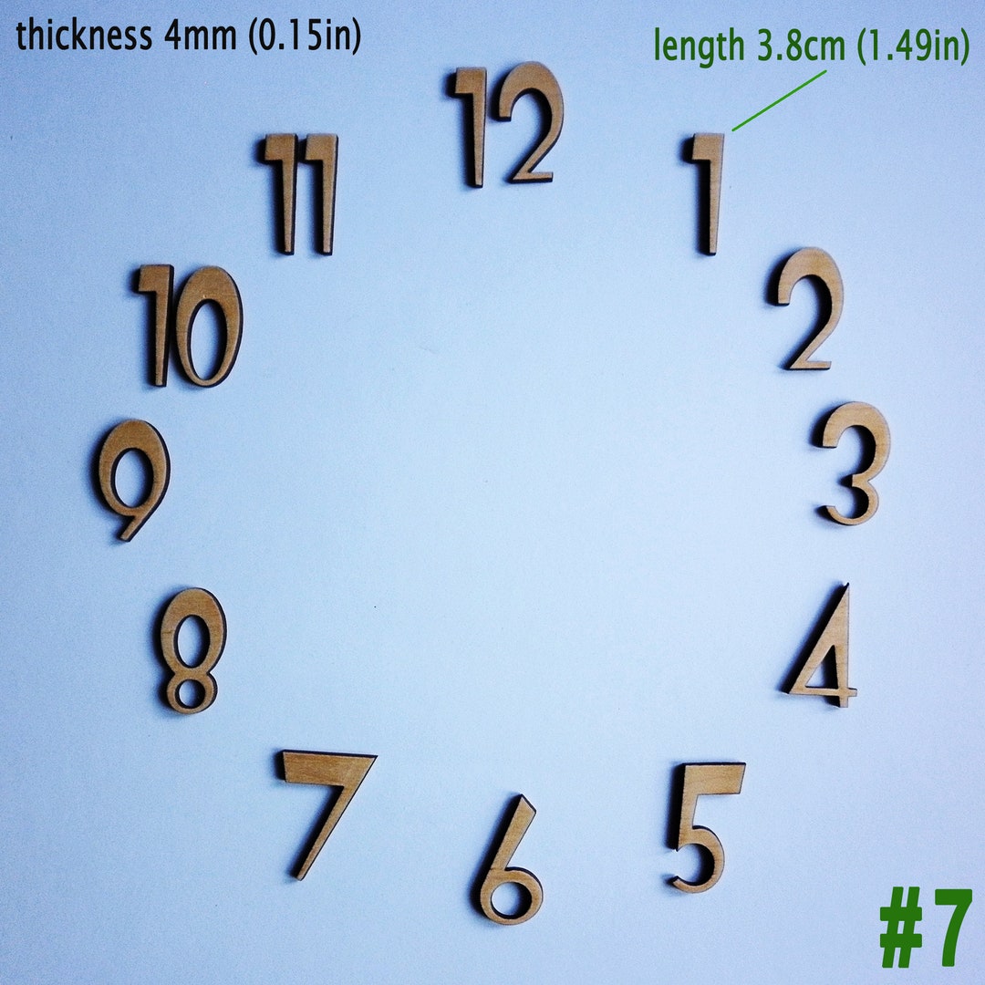 Clock Wood Numbers Set and Divisions for DIY Clock, Number Signs, Wood ...