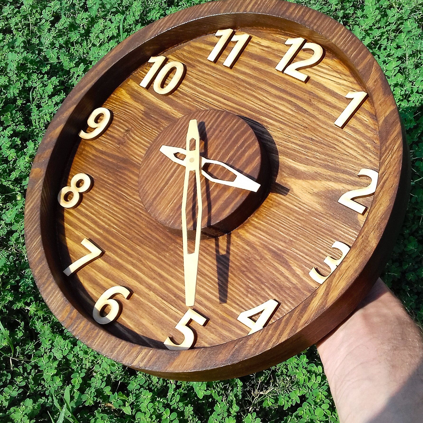 Unusual Wooden Wall Clock With Numbers, Decorative Wood Wall Clock ...
