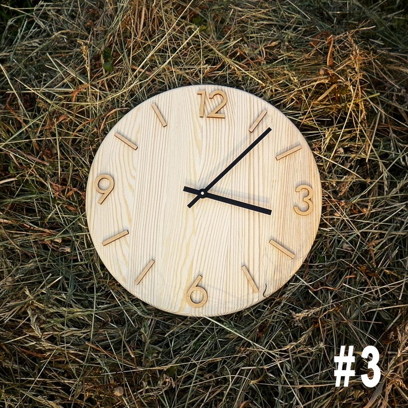 Classic Wooden Wall Clock With Numbers, Wooden Fancy Wall Clock Made of ...