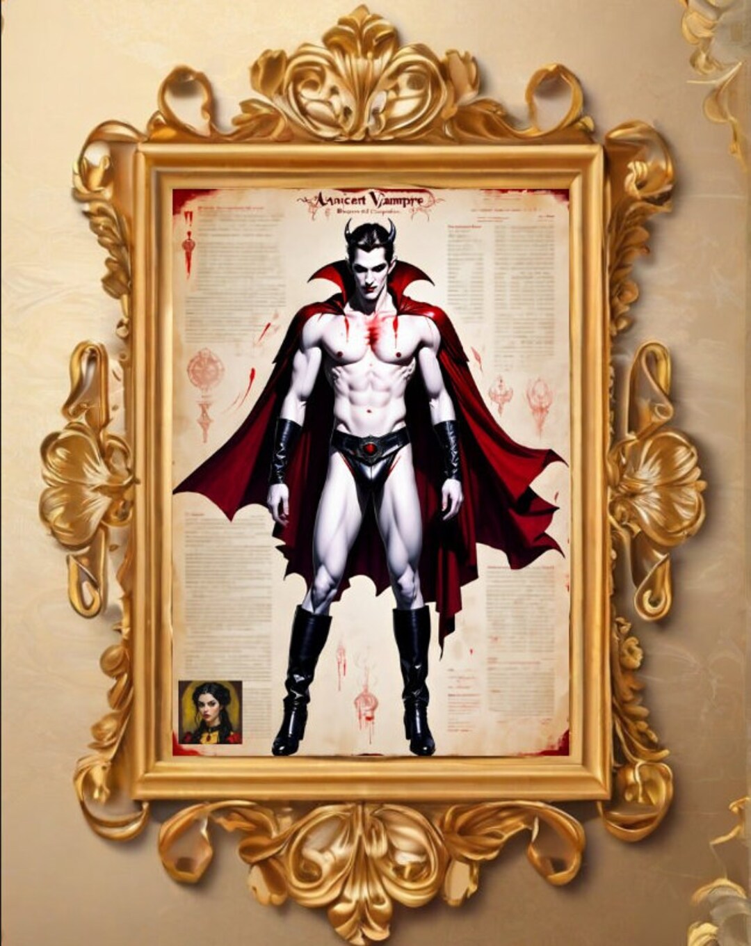 Vampire Vintage Art, Vampire Blueprint, Gay Vampire Art, Vintage Gothic ...