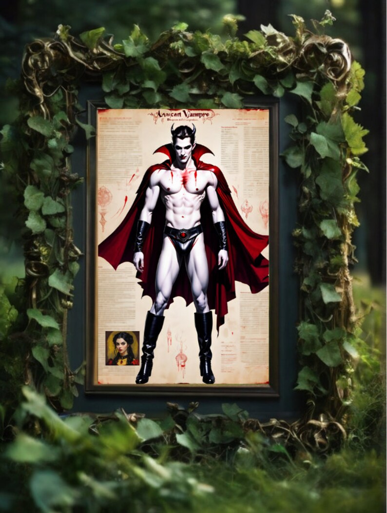Vampire Vintage Art, Vampire Blueprint, Gay Vampire Art, Vintage Gothic ...