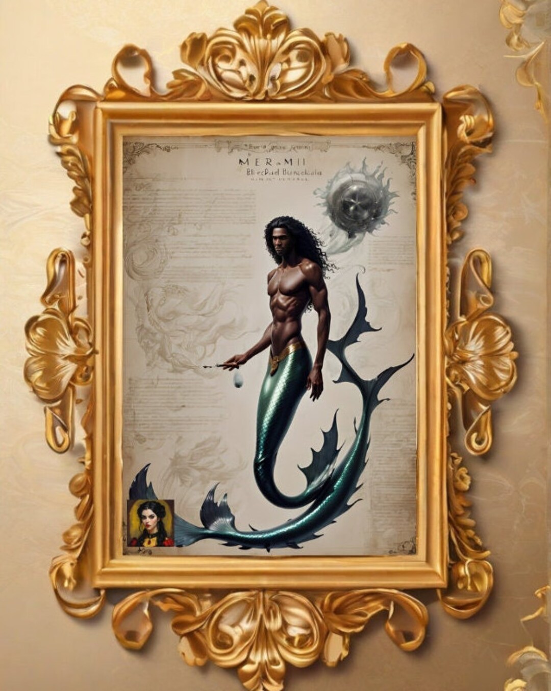 Black Merman Art, Vintage Merman, Black Gay Merman Art, Fantasy ...