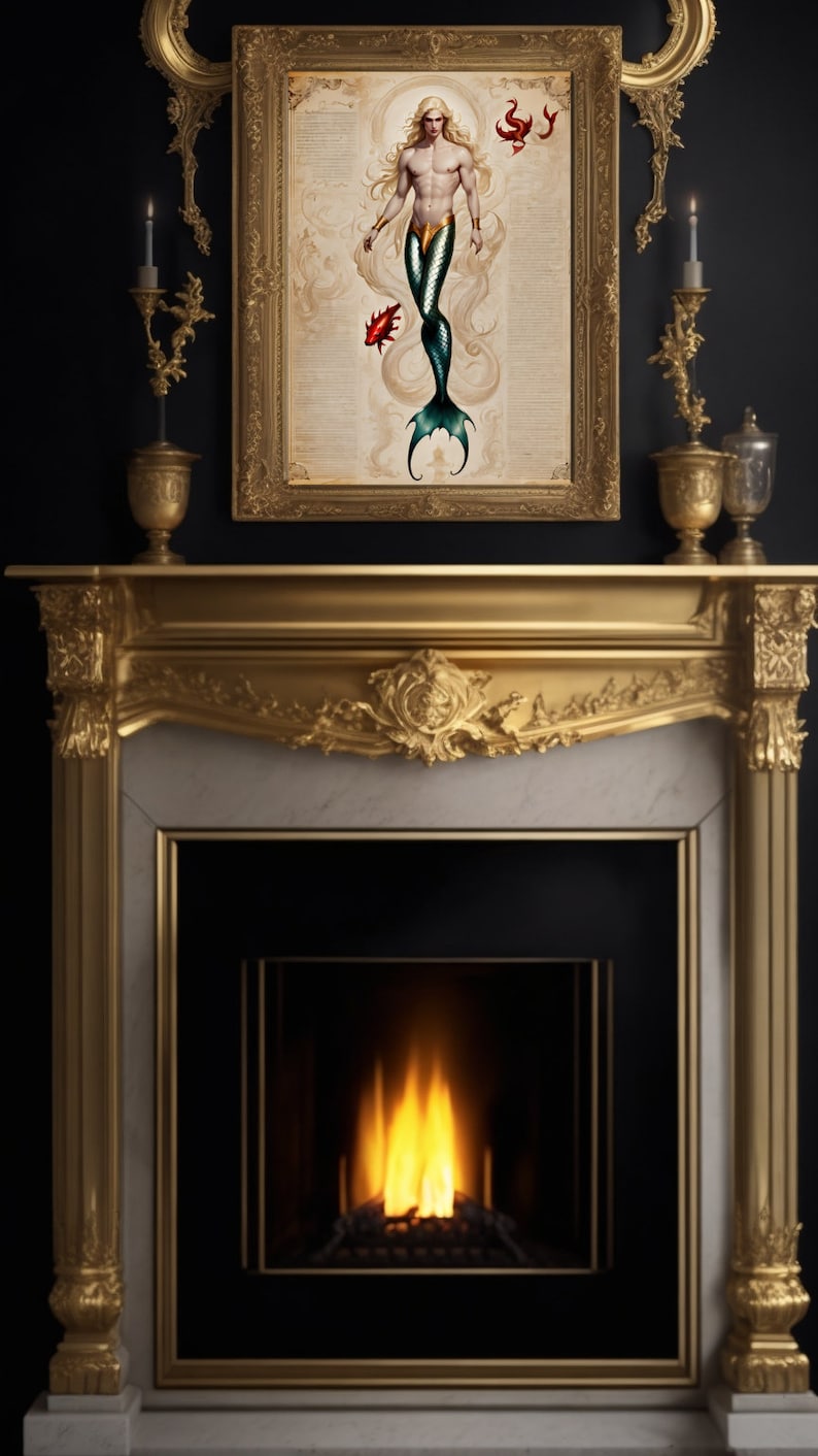 Merman Art, Vintage Merman, Gay Merman Art, Fantasy Blueprint, Male ...