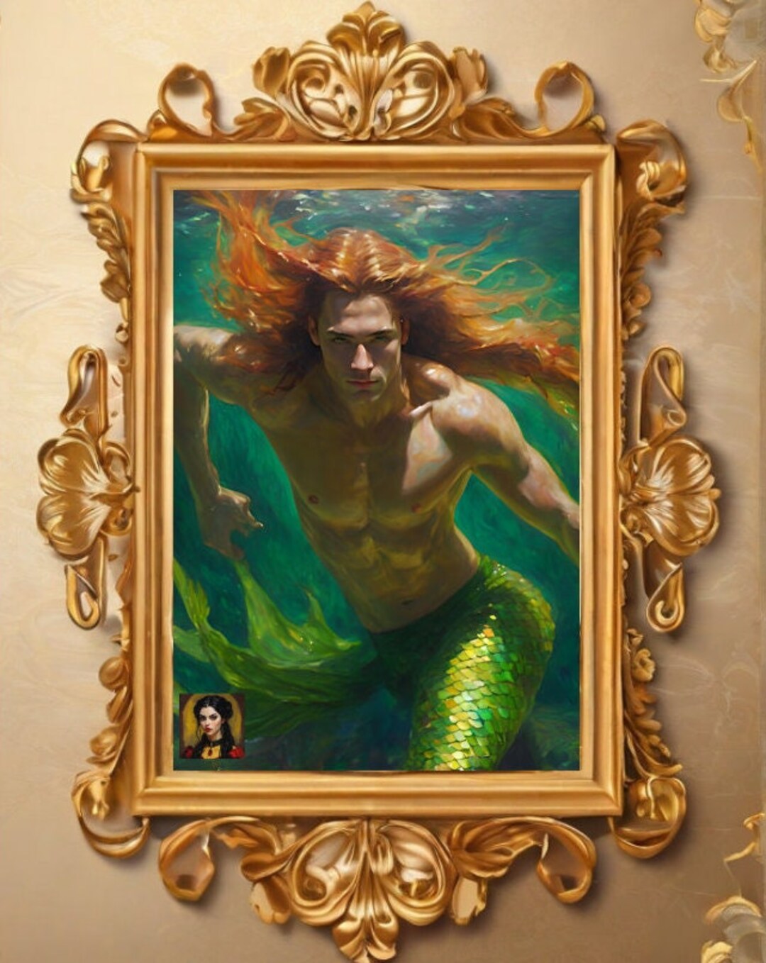 Gay Mermaid Art, Bear Mermaid Art, Gay Vintage Classical Art, Gay ...