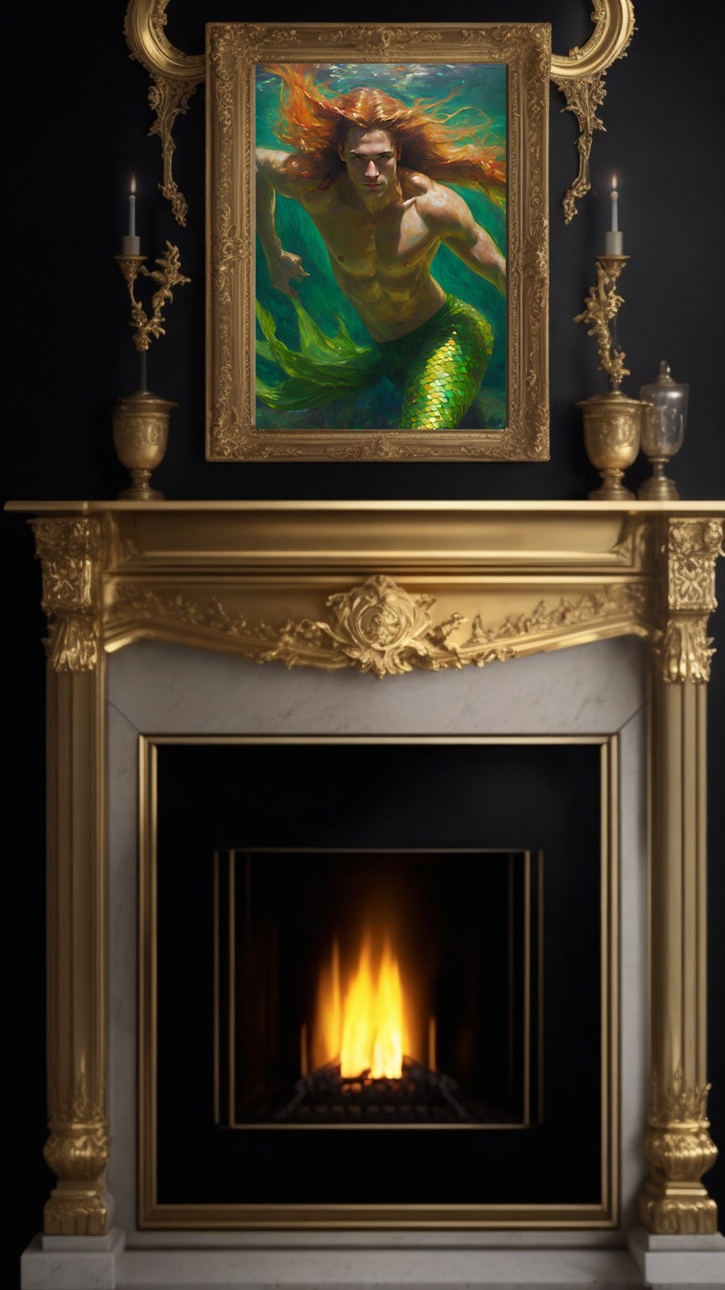 Gay Mermaid Art, Bear Mermaid Art, Gay Vintage Classical Art, Gay ...