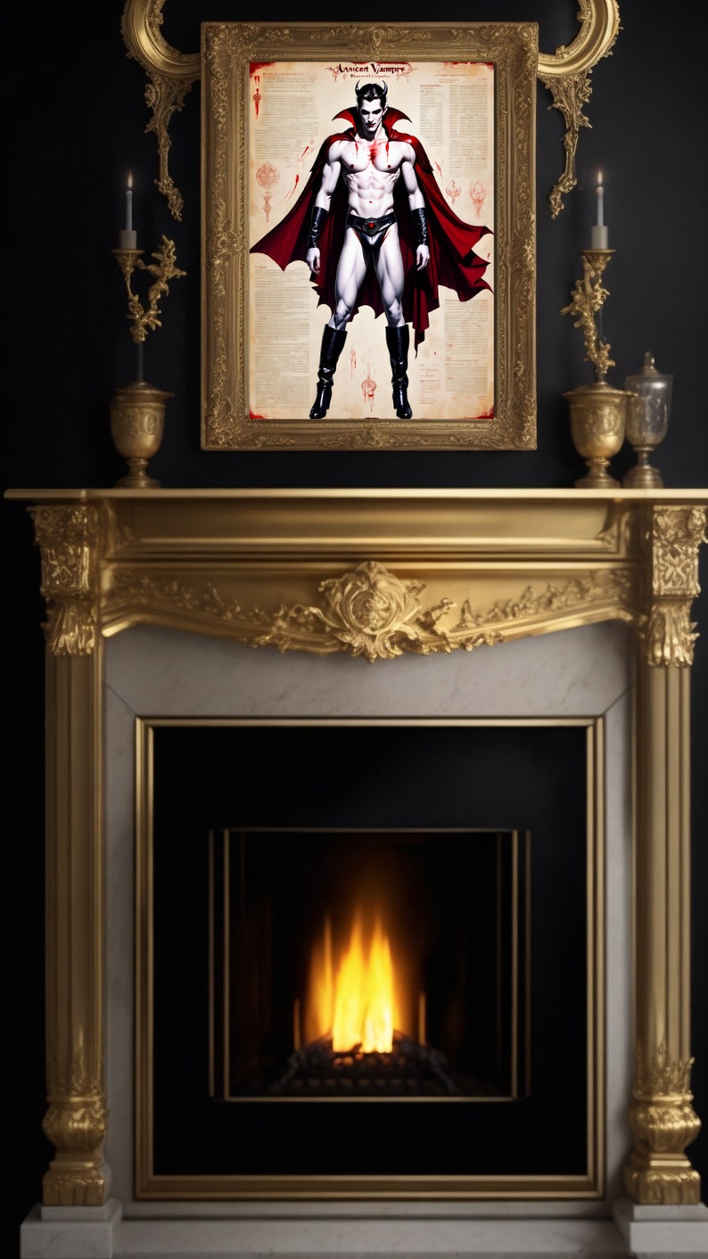 Vampire Vintage Art, Vampire Blueprint, Gay Vampire Art, Vintage Gothic ...