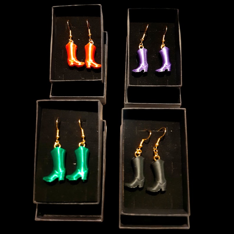 Cowboy Boot Earrings: Vivid Silk Finish, Western Gold Drops - Etsy