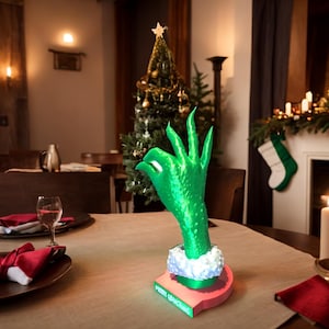 Grinch Hand Ornament Stand: 3D Printed Christmas Decor, Personalized - Etsy