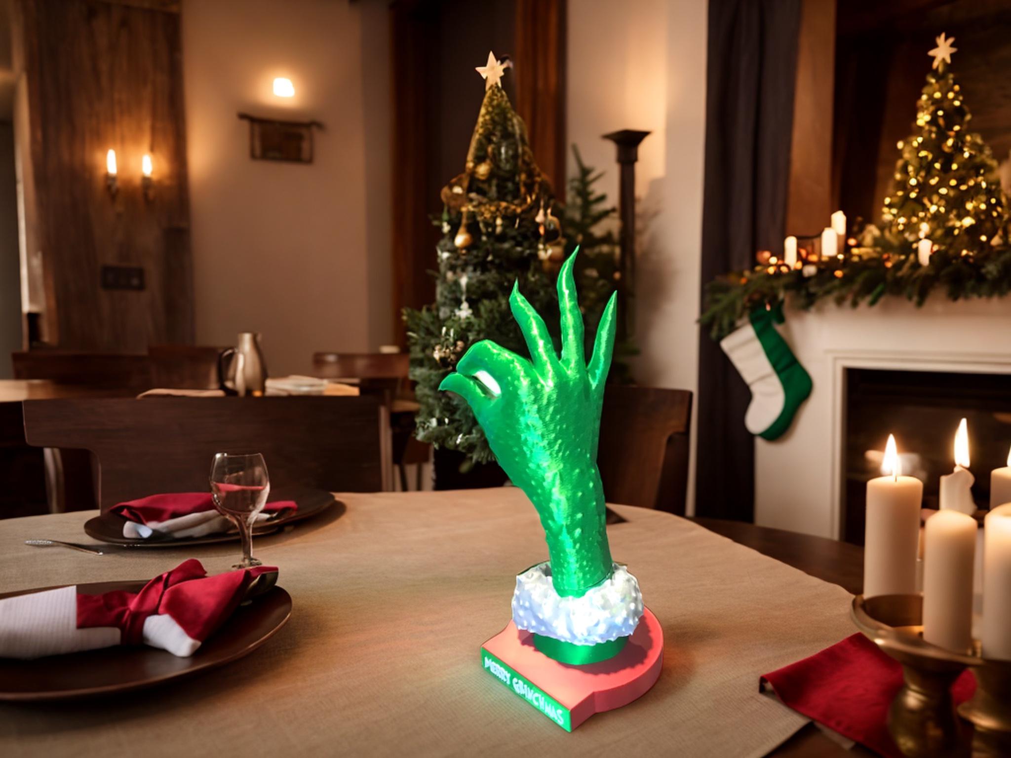 Grinch Hand Ornament Stand: 3D Printed Christmas Decor, Personalized - Etsy