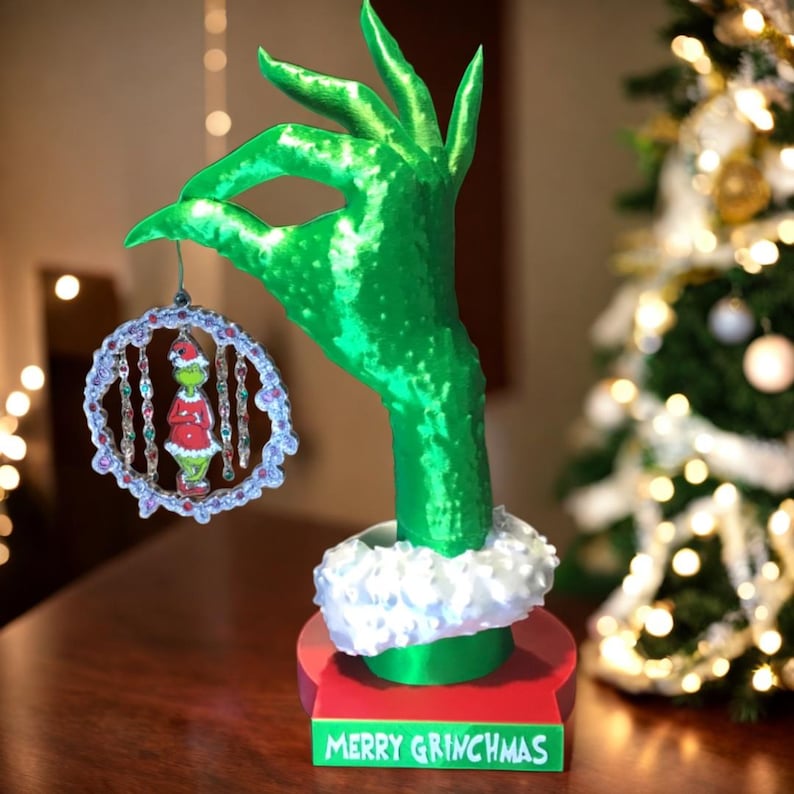 Grinch Hand Ornament Stand - 3D Printed Christmas Display ...