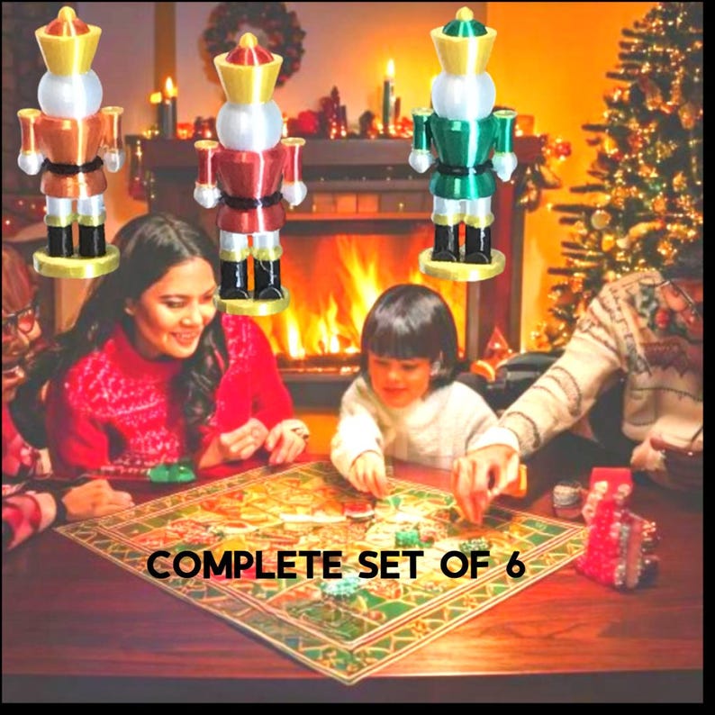 3D Printed Nutcracker Game Pieces: Colorful Christmas Board Game Decor ...