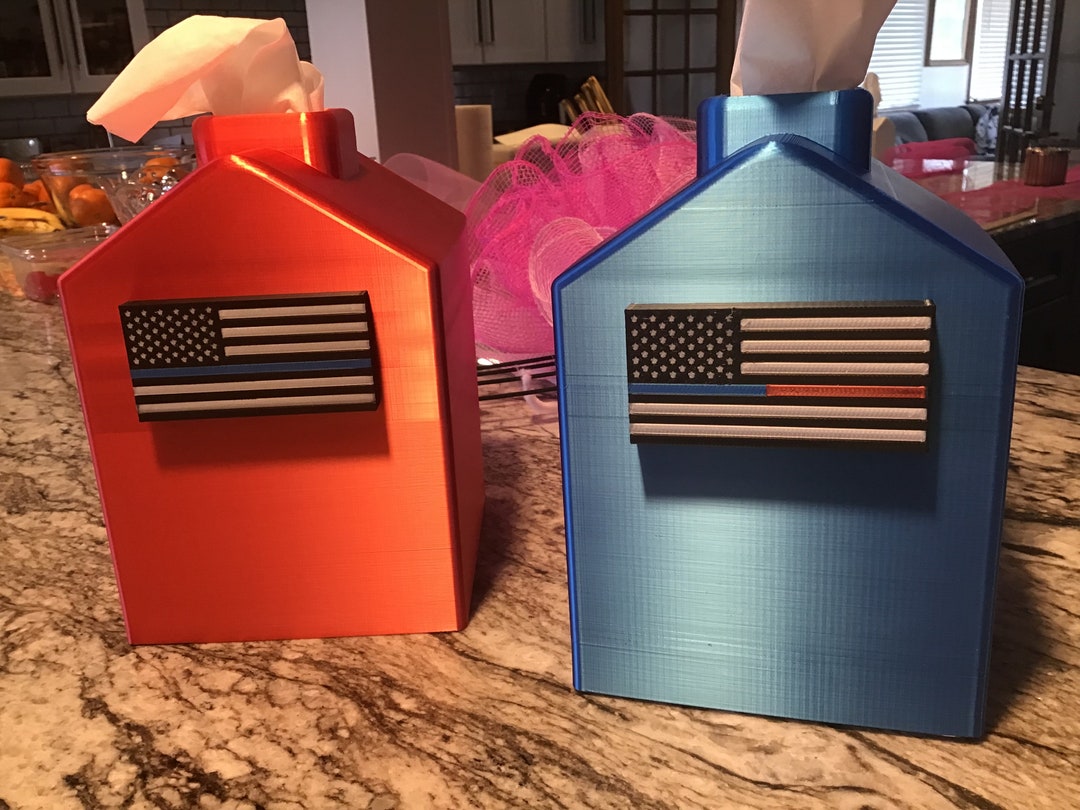 First Responder Tissue Box Cover Police Fire Medical Heroes in Red Blue ...