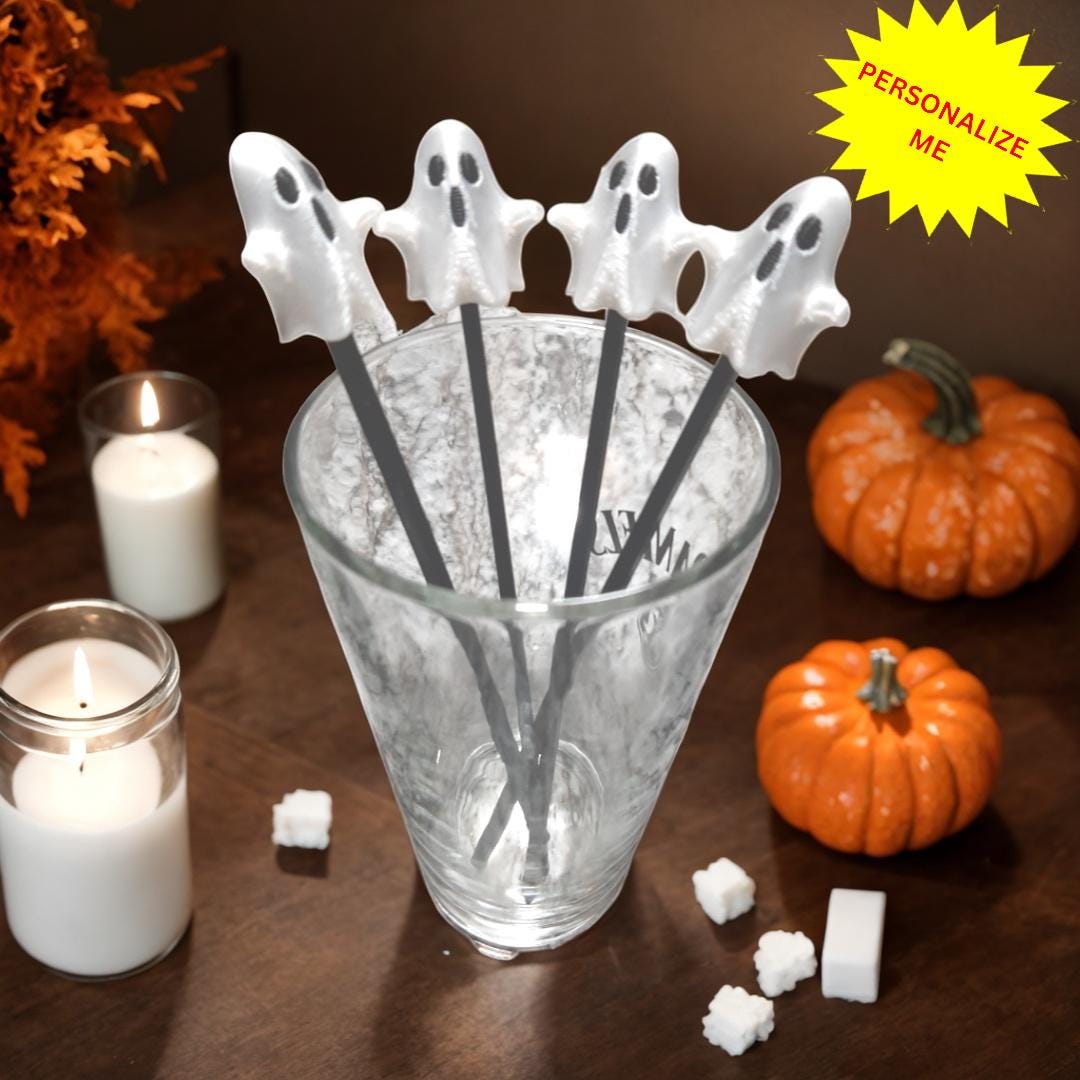 Ghost Drink Stirrers Set, 3D Printed Halloween Cocktail Accessories ...