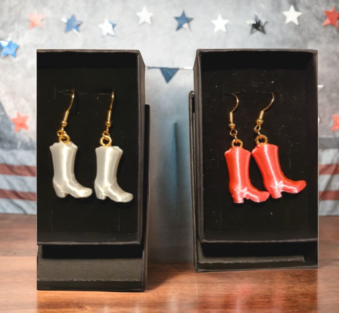 Cowboy Boot Earrings: Vivid Silk Finish, Western Gold Drops - Etsy