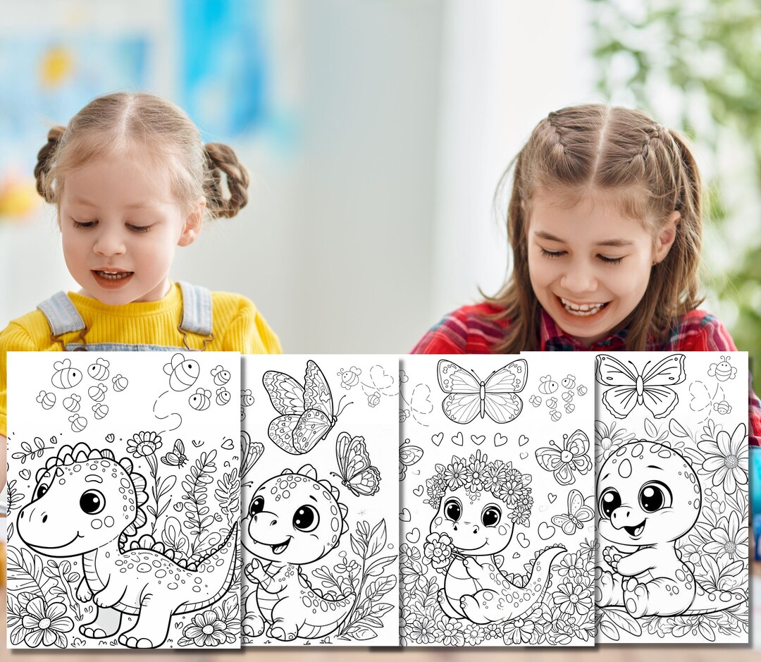 Dinosaurs & Butterflies Coloring Pages, Dinosaur Coloring Book ...