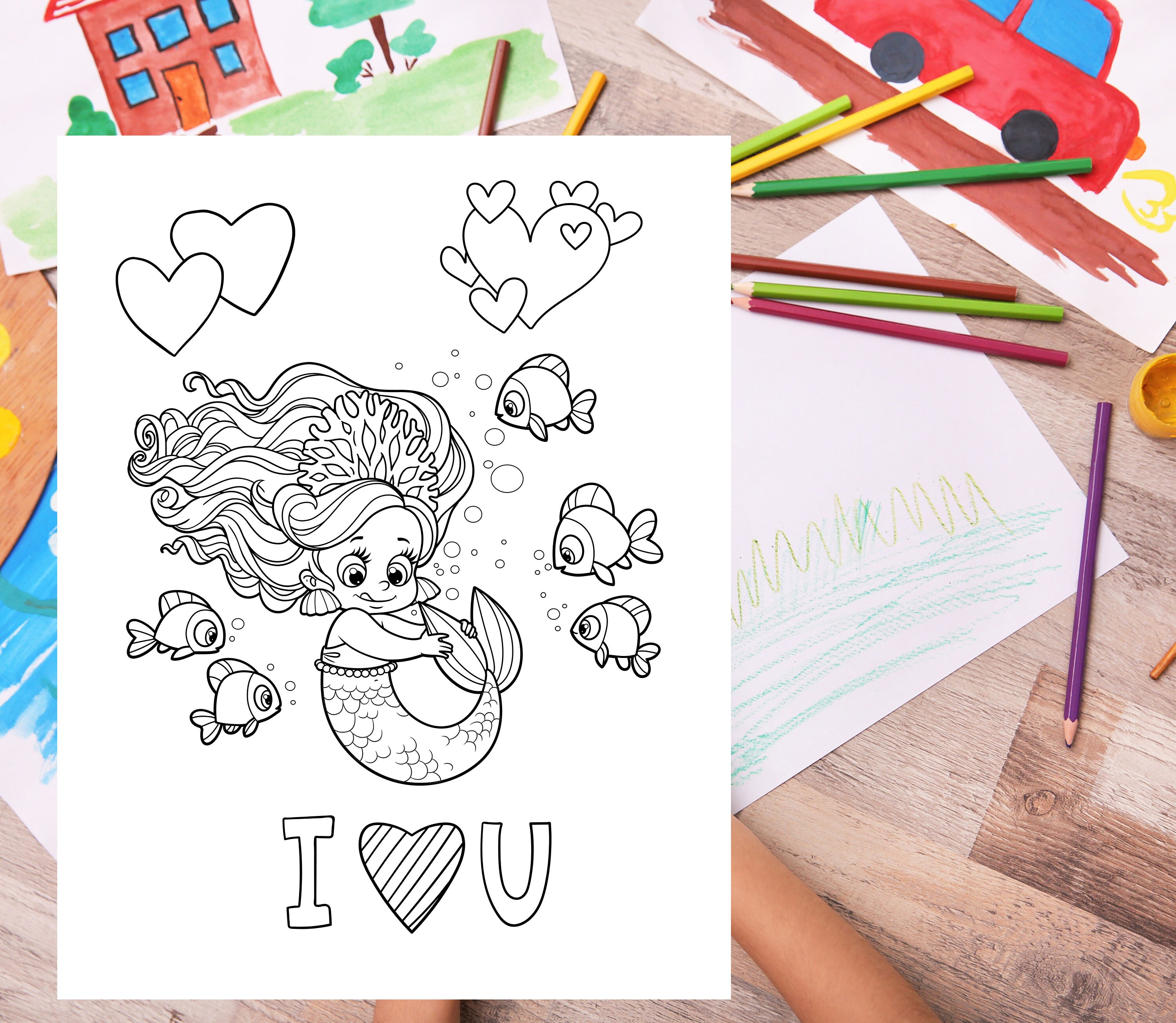 Mermaid Valentine Coloring Pages, Valentine Coloring Printables ...