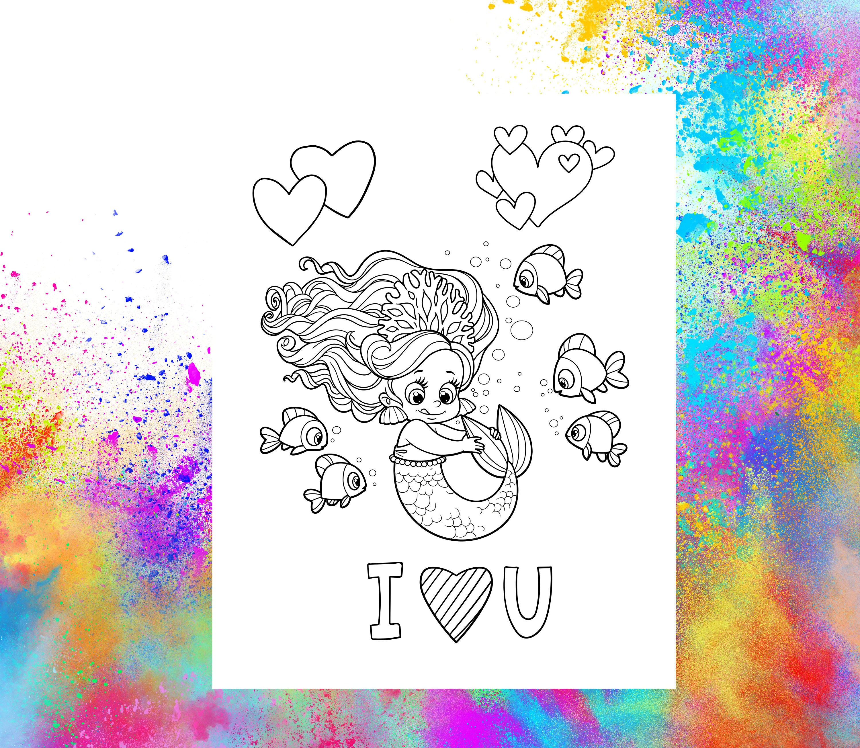 Mermaid Valentine Coloring Pages, Valentine Coloring Printables ...