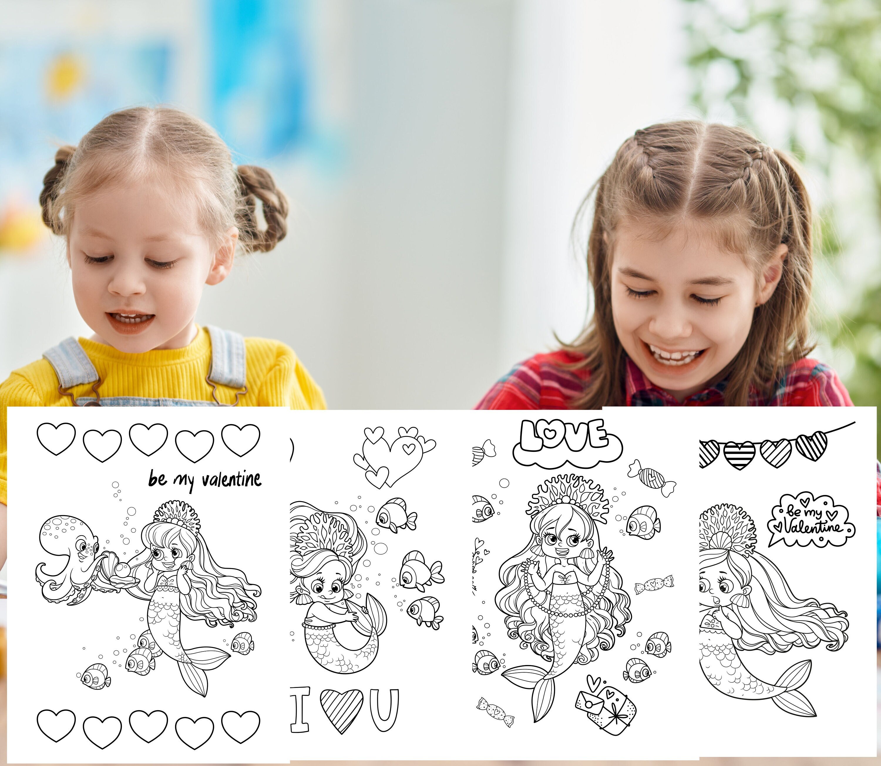 Mermaid Valentine Coloring Pages, Valentine Coloring Printables ...