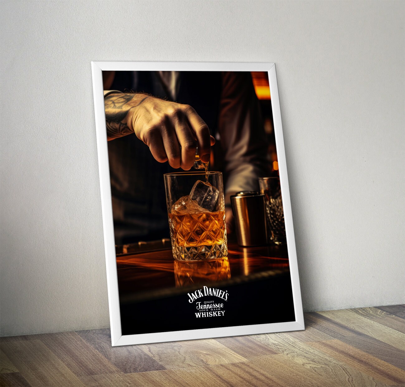 Jack Daniels Whisky Poster, Whisky Poster, Bar Cart Print, Black and ...