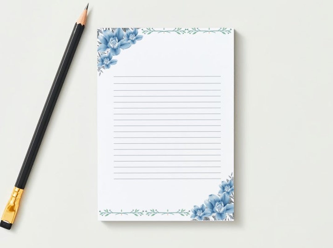 Blue Flower Printable Letter / Note Paper - Etsy
