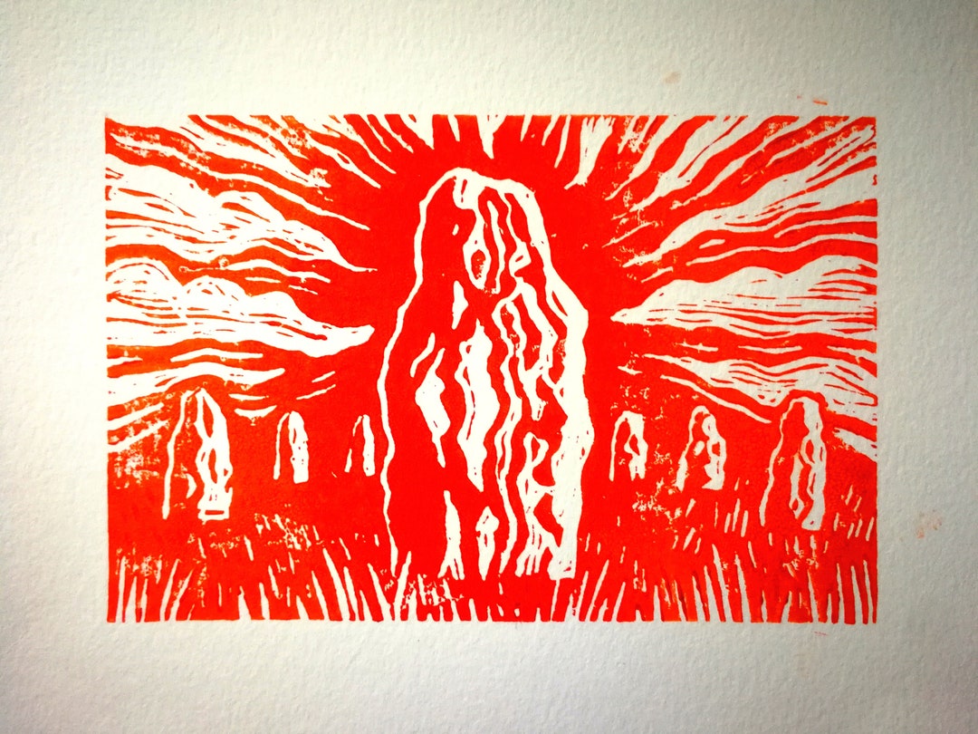 Stone Circle Linocut Print - Etsy