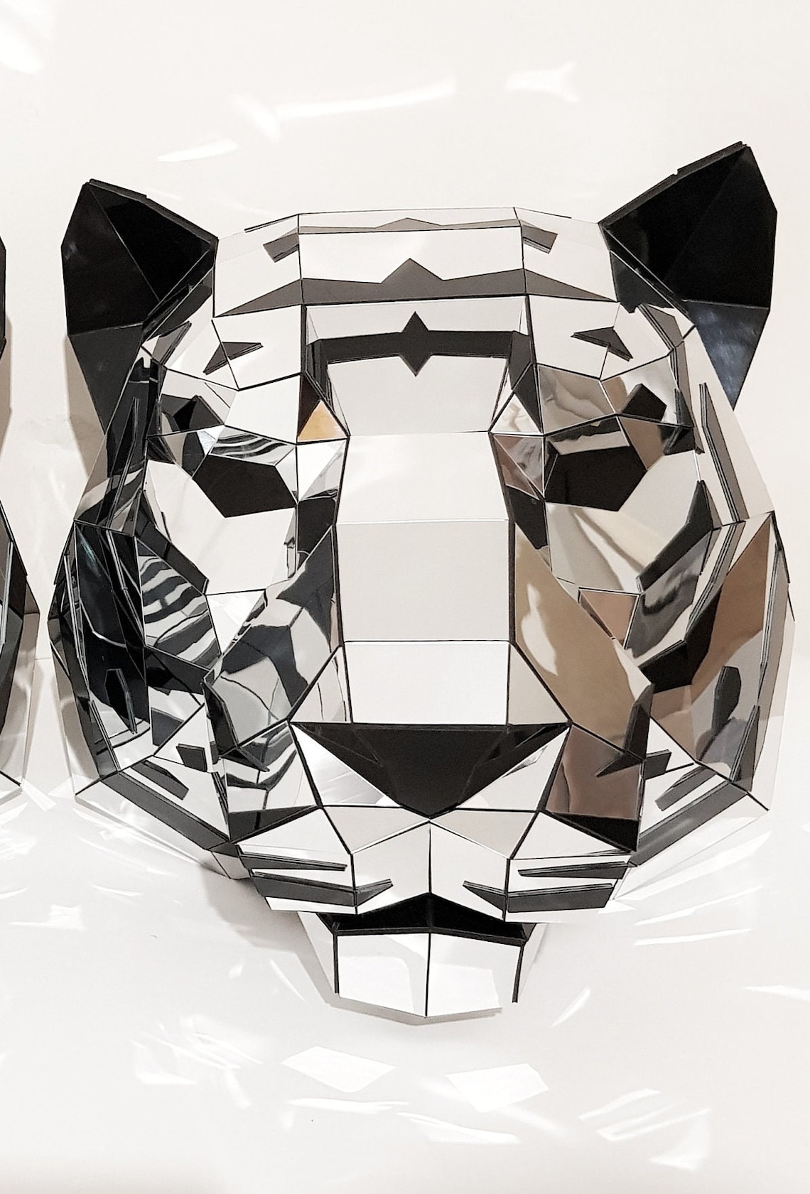 1 Pc Low Poly Mirror Plastic Tiger (version 4) Unisex Full Head Mask - Etsy