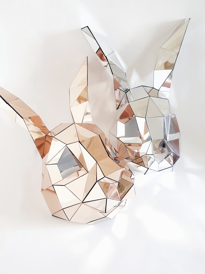 1 Pc Low Poly Mirror Plastic Rabbit (version 1) Unisex Full Head Mask ...