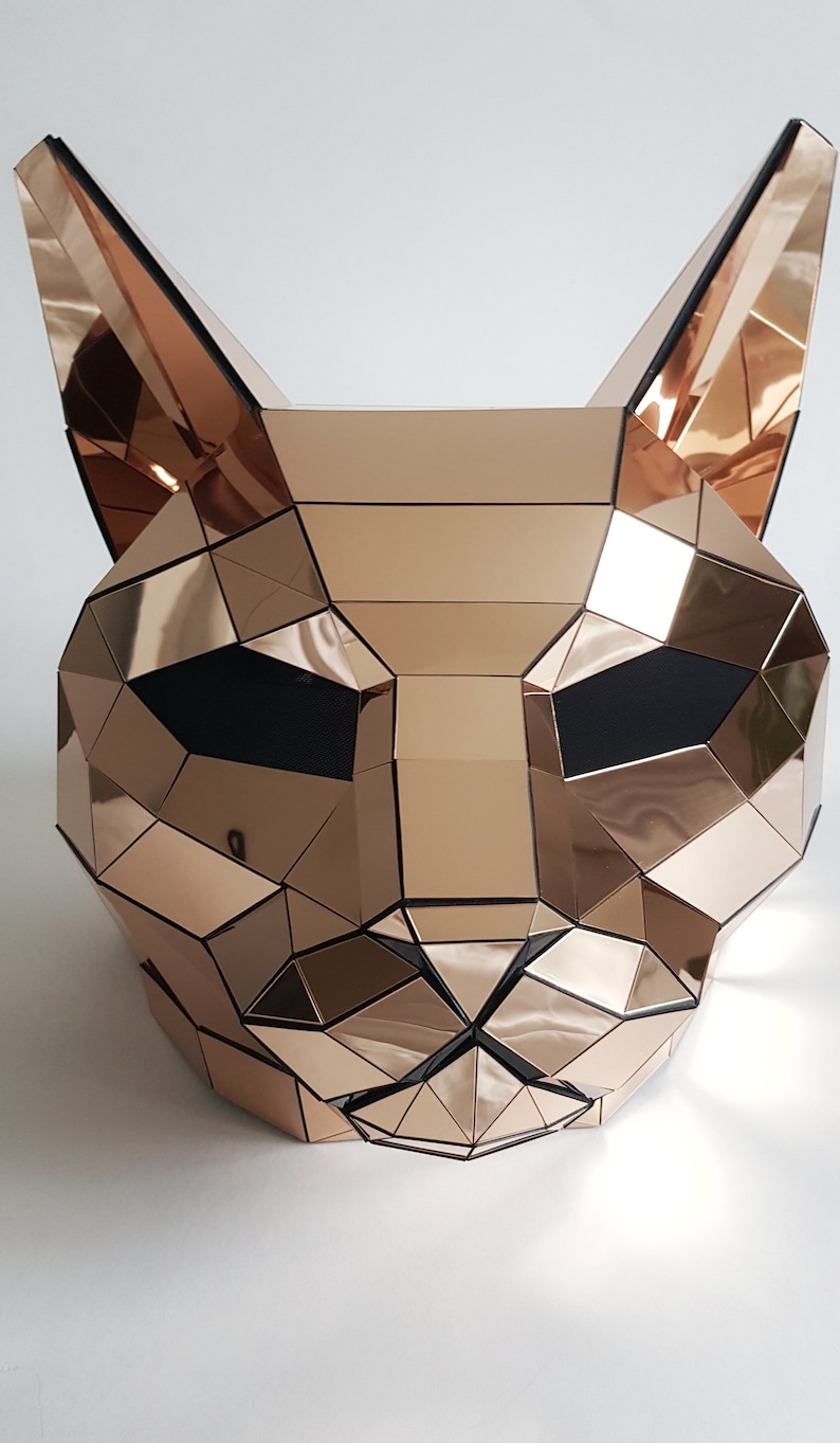 Low Poly Mirror Plastic Cat Unisex Full Head Mask - Etsy