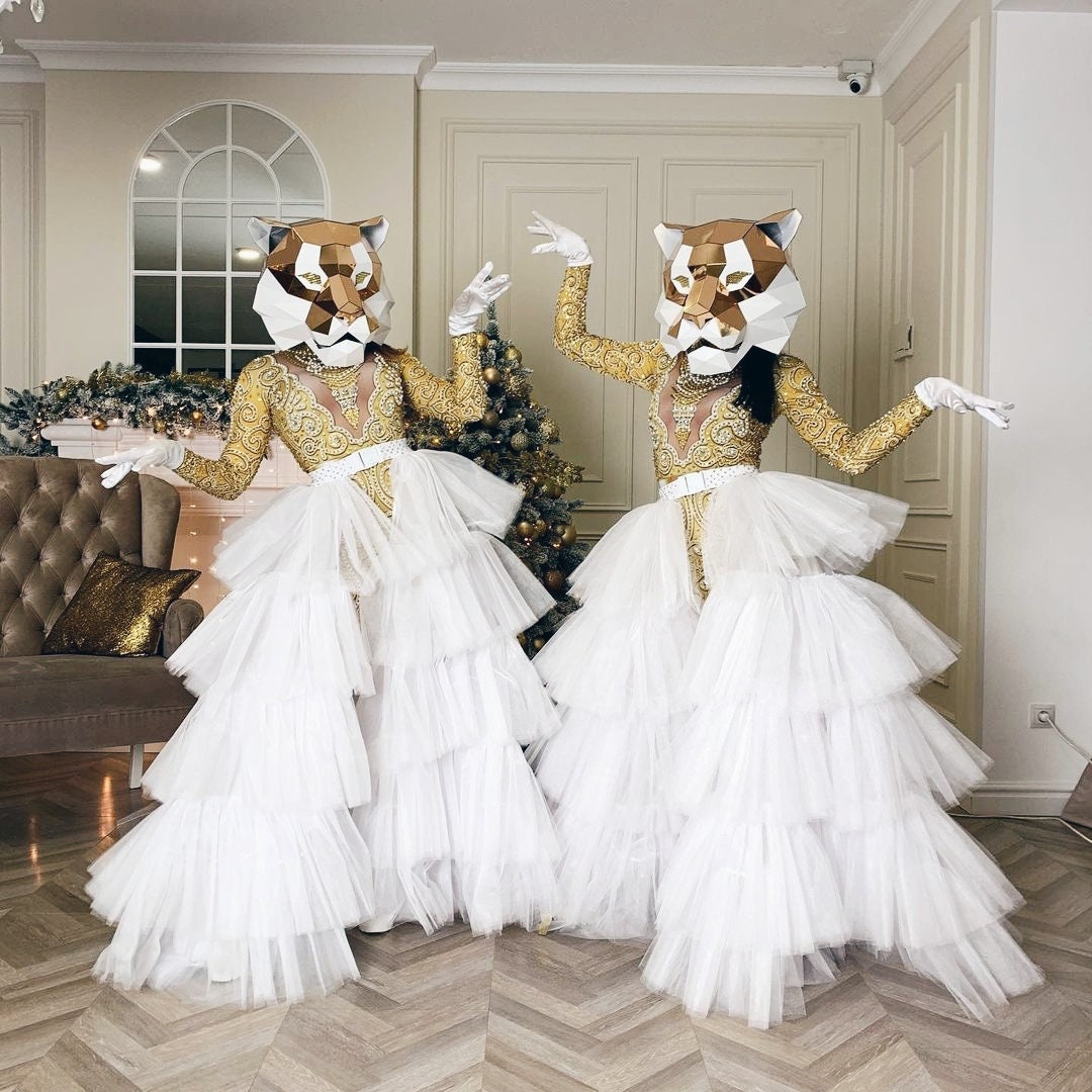 1 Pc Low Poly Mirror Plastic Tiger (version 2) Unisex Full Head Mask - Etsy