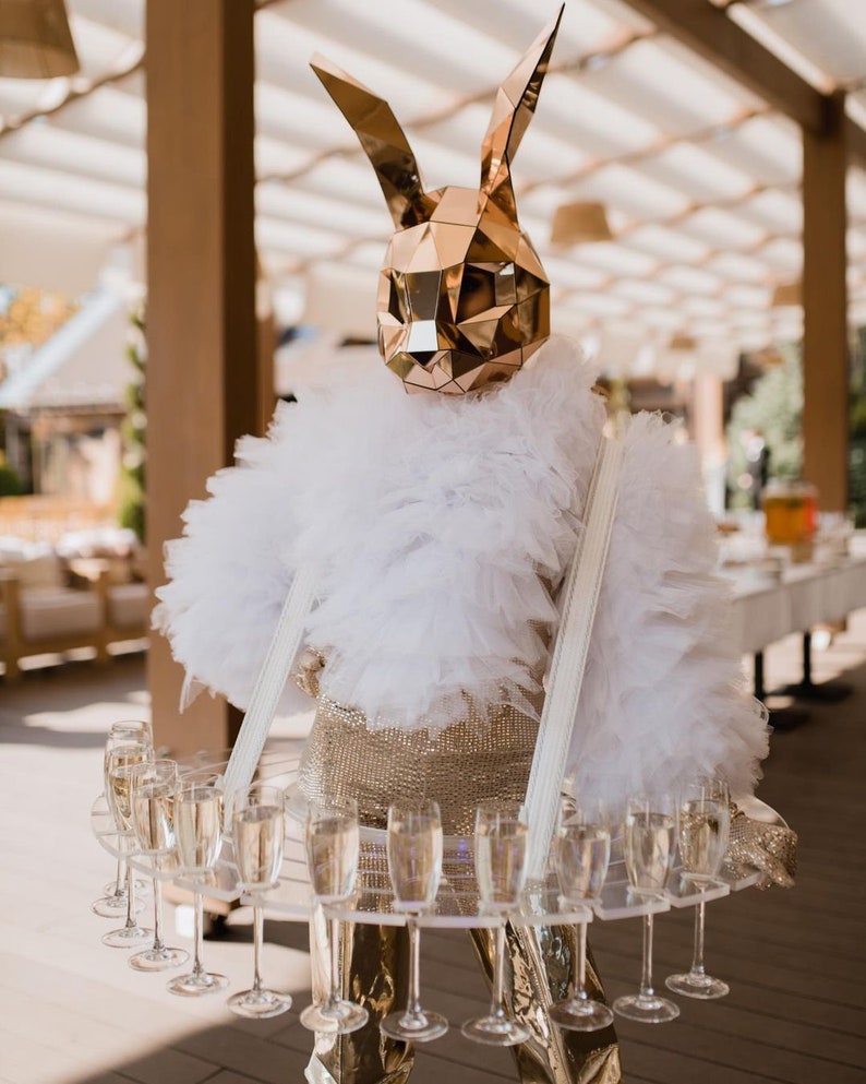 1 Pc Low Poly Mirror Plastic Rabbit (version 1) Unisex Full Head Mask ...