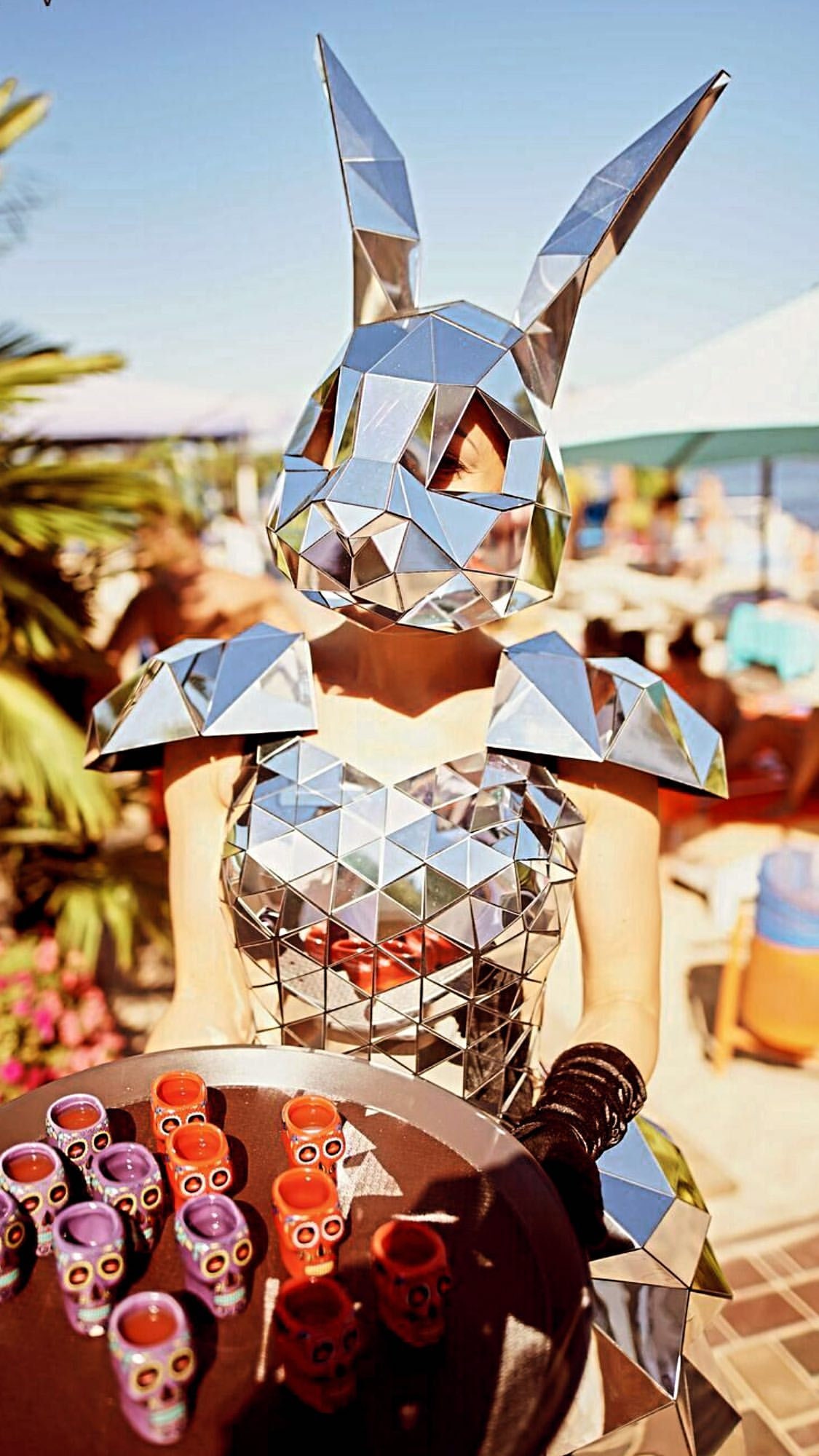 1 Pc Low Poly Mirror Plastic Rabbit (version 1) Unisex Full Head Mask ...