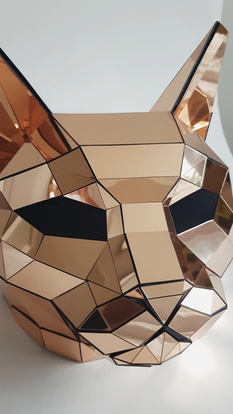 Low Poly Mirror Plastic Cat Unisex Full Head Mask - Etsy