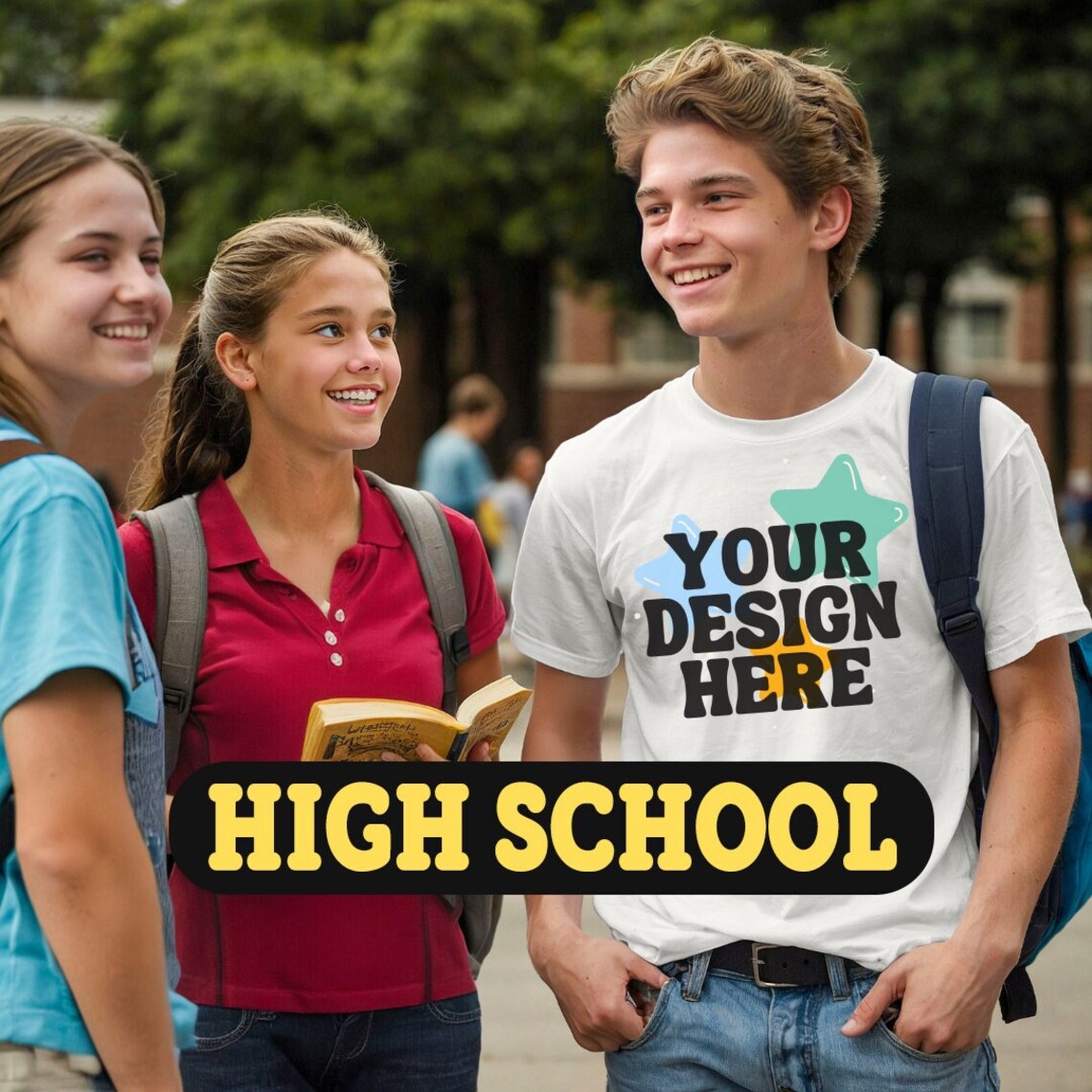 5 High School Boy White T-shirt Mock Ups Bundle New 2024 Shirt Gildan ...