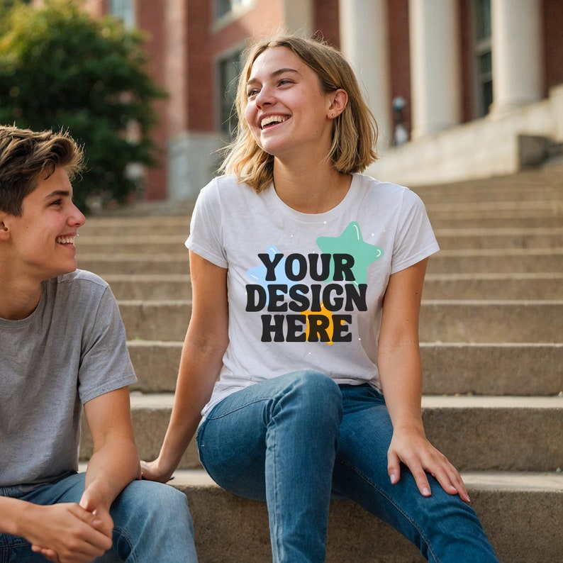 5 Student Life White T-shirt Mock Ups Bundle New Shirt Gildan 5000 ...
