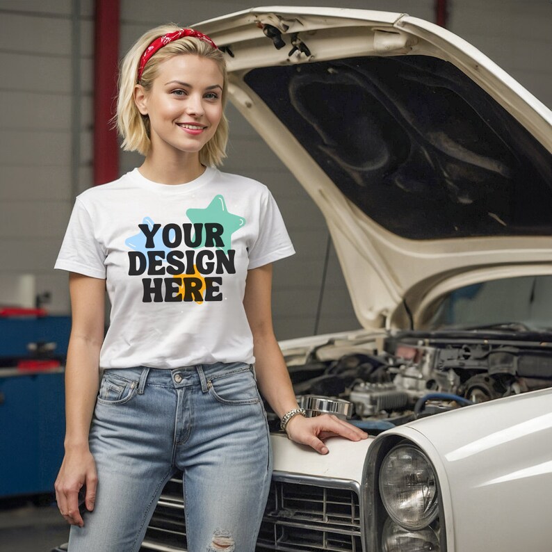 10 Auto Mechanics in White T-shirt Mock Ups Bundle, New Gildan 5000 ...