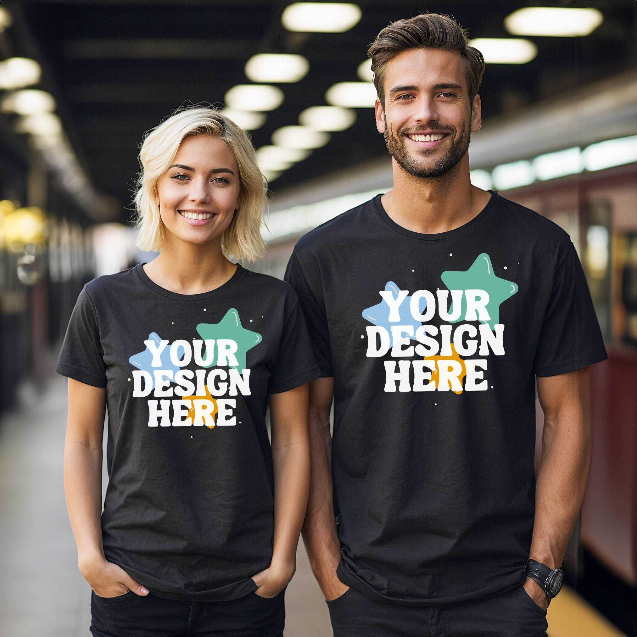 Gildan 5000 Couples in Black, Bundle of 10 T-shirt Mock Ups, New Shirt ...